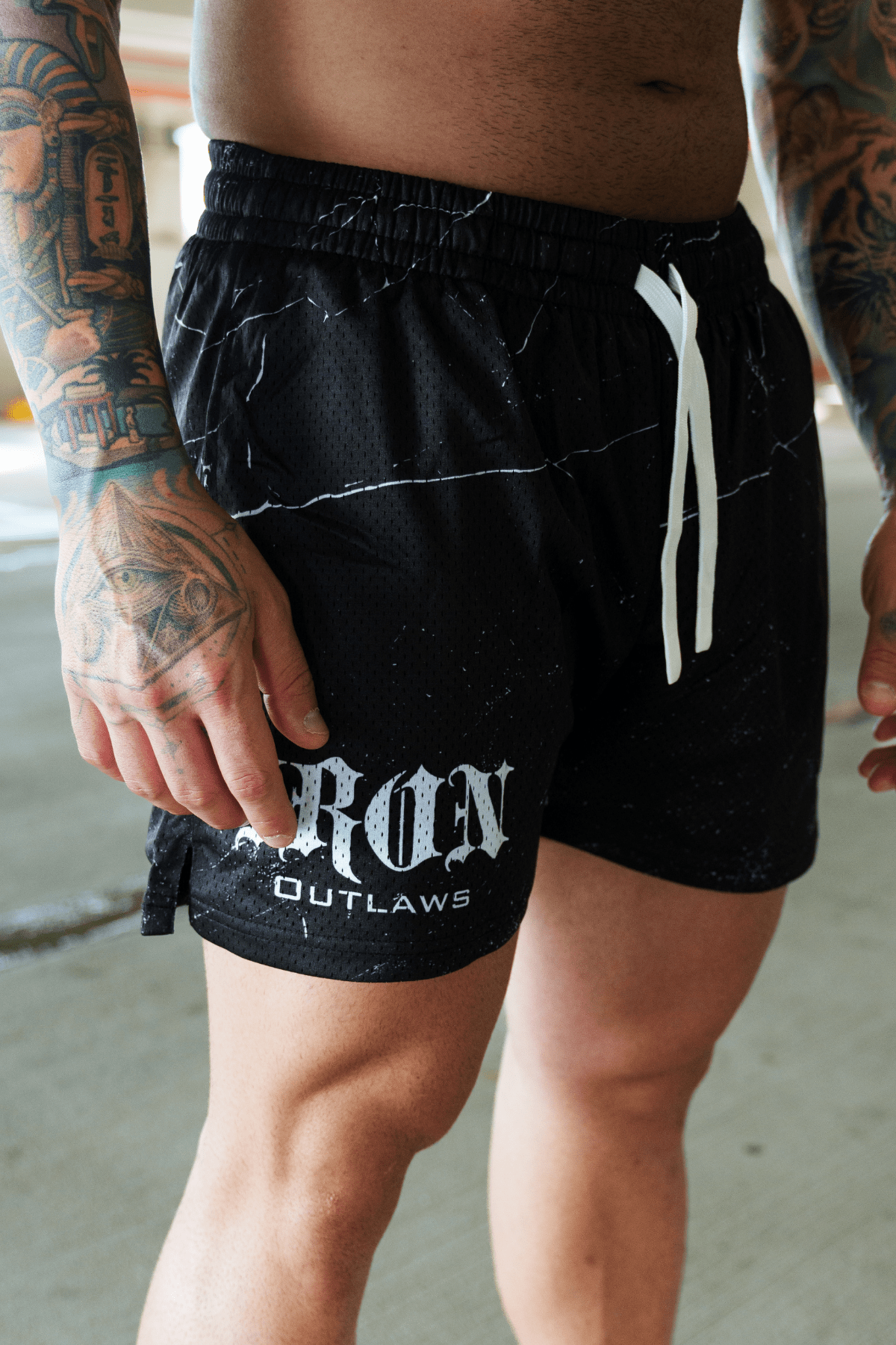 Black Marble Mesh Shorts